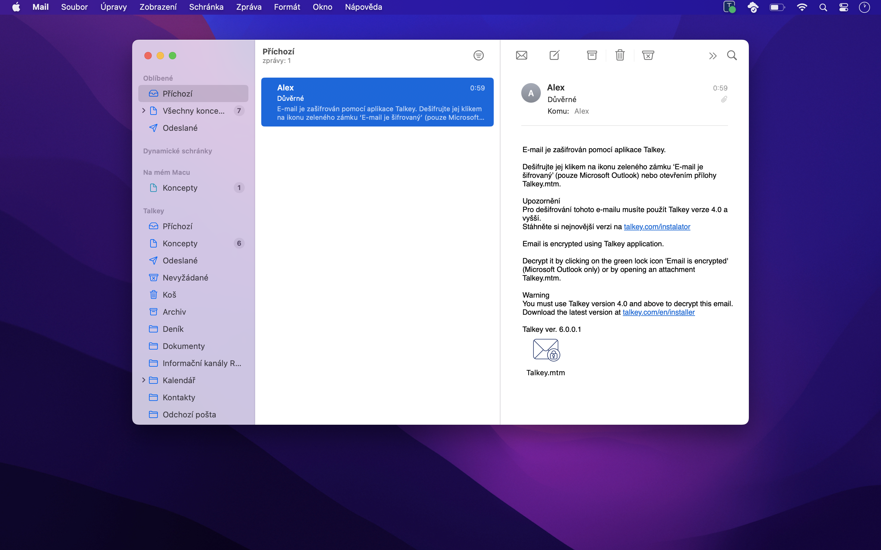 Nativní klient Apple Mail | Talkey